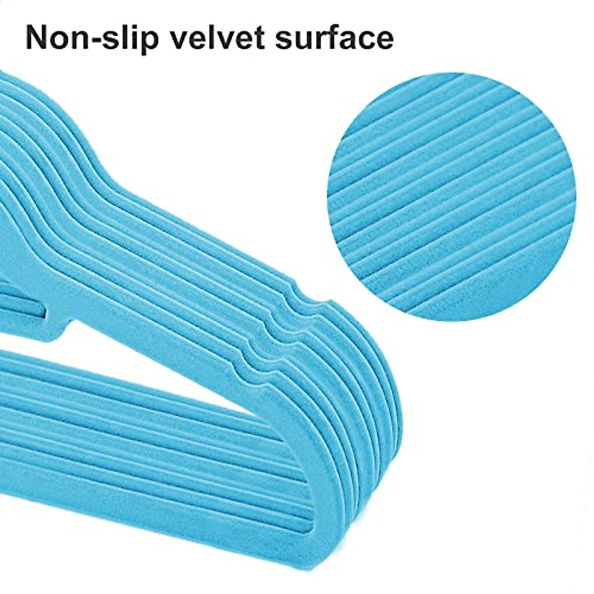 BBFISH Premium Velvet Suit Hangers 50 Pack Non Slip Clothes Hanger, 360 Degree Chrome Swivel Rose Gold Hook Strong and Durable Hold Up to 10 Lbs, Ultra Thin Coat Hangers (Sky Blue)