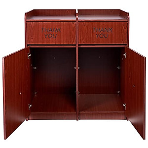 Displays2go Trash Receptacle for (2) 36 Gallon Bins, Thank You Message - Mahogany (LCKDPZSSSM2)