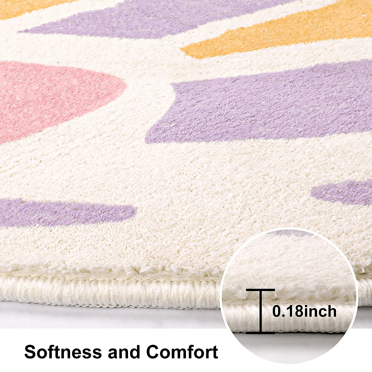 Lukinbox Butterfly Kids Rug for Girls Bedroom, Colorful Washable Nursery Rugs, Soft Kids Area Rug Non Slip Play Mat Carpet for Playroom Kids Room, 4' x 5.3'