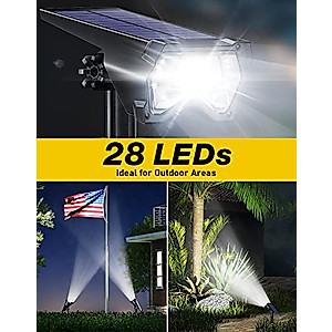 BRILLANFIRE Solar Lights Outdoor, 2-in-1 Solar Lights for Outside, Solar Powered Spot Lights Outdoor Waterproof, Outdoor Solar Lights for Walkway Yard Garden Patio Driveway, 4 Pack，Black