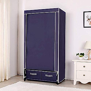 IULJH Cloth Wardrobe Furniture Storage Cabinet Fabric Closet Folding Non Woven Portable Waterproof Reinforcement Dustproof Bedroom