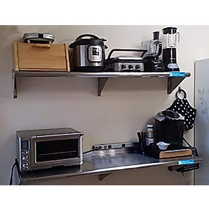Metal Shelf | Stainless Steel Wall Mount NSF Shelving for Commercial Restaurant, Kitchen, Laundry Room, Food Truck