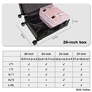 TABITORA Travel Luggage Organizer and Packing Cube Space Saver with Built in Hanging Shelves and Laundry Storage Compartment (Pink XL)