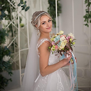 WOVOWOVO 4 Pcs Rhinestone Headbands for Women Silver Bridal Headband Crystal Flower Girl Headpiece Flower Leaf Tiara Crown Head Band Wedding Hair Accessories for Girls