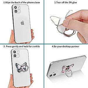 LSL Cute Butterfly Cell Phone Ring Holder 360°Rotation Metal Finger Stand Kickstand Universal Compatible with iPhone Samsung Galaxy LG Google Pixel iPad Three Pack Pink Blue Purple Pretty Butterfly