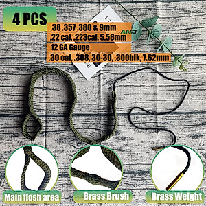 Gun Snake Cleaner, Barrel Rop for Handguns and Rifles 12 GA/.223 & 5.56mm/.38 & 9mm/.30 & 7.62mm,Gun Cleaning Kits with Gun Snake/Gun Cleaning Cloth,Gun Cleaning Supplies