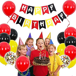 Red Yellow Black Birthday Decorations -Red Yellow Black Balloons for Birthday Party Supplies