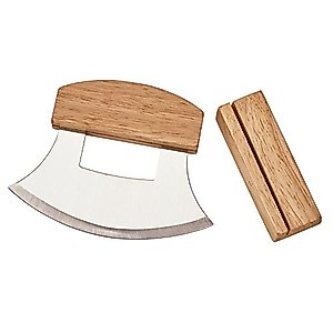 Ulu Knife with Wooden Stand