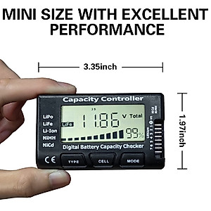 SUPULSE Battery Tester Digital Battery Capacity Checker Controller Tester Voltage Tester for LiPo/Life/Li-ion/NiCd/NiMH Battery Capacity Controller