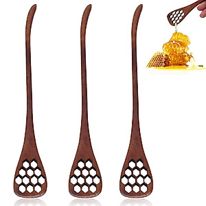 Wood Honey Drizzler 3pcs, Honey Dipper Sticks Wooden Honey Comb Honey Stick Honey Dipper Spoon Coffee Stiring Spoon Syrup Dippers(Brown)