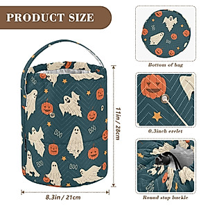 Aslsiy Yarn Bag Ghost Carry Pumpkin Basket Small Crochet Bag Halloween Knitting Project Bag for Yarns Crochet Accessories Gifts for Crocheter Knitter