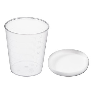 uxcell Measuring Cup 30ml Plastic Graduated Beaker Transparent with Lid for Lab Kitchen liquids 10pcs