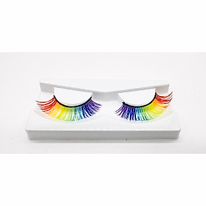 Alluring Synthetic Mink Lashes Reusable Strip False Eyelashes Cat-Eye, Fun Colored 3D Look Lashes, 2 Layers (Rainbow)
