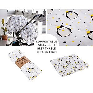 ipek kehribar Baby Muslin Swaddle Blankets Unisex 100% Cotton Ultra Soft, Multipurpose, Baby Swaddle Blanket for Boys and Girls, 43 X 43 inch 1 Pack/Penguin