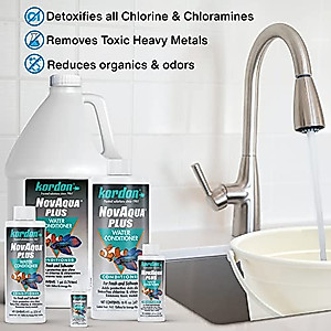 Kordon NOVAQUA Plus - Freshwater & Saltwater Aquarium Water Conditioner – Instantly Detoxifies Chlorine, Chloramines, & Heavy Metals, Replaces Fish Slime Coat, Reduces Fish Stress, 1-Gallon