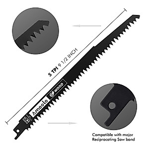 amoolo 9-1/2'' Wood Reciprocating Saw Blades, Cutting Sawzall Pruning Blades (6Pcs/5TPI)