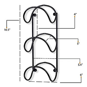 Wallniture Wrought Iron Metal Towel Rack - Solid Quality Wall Mountable for Bathroom Storage - Large Enough to Fit Rolled Bath Beach Towels Black Set of 2