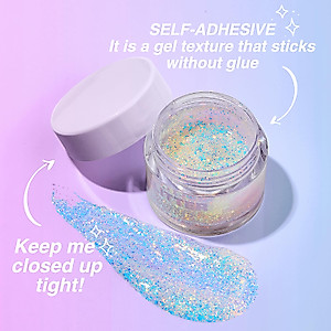 BestLand Holographic Body Glitter Gel - Cosmetic-Grade, Christmas Glitter Makeup for Face, Body, and Hair, Safe and Easy to Use, Perfect for Festivals Parties, Vegan & Cruelty Free (02 Stardust Pink)