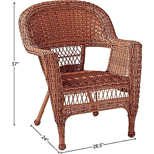 Jeco Honey Wicker Chair with Green Cushion