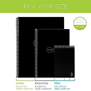 Rocketbook Smart Reusable Notebook Set - Dot-Grid Eco-Friendly Notebook with 2 Pilot Frixion Pens & 2 Microfiber Cloths Included - Light Blue Covers, Executive (6" x 8.8”) & Mini Size (3.5" x 5.5")