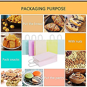 AZOWA Gift Bags Small Kraft Paper Bags with Handles (6.3 x 3.1 x 8.6 in, Pastel Pink, 12 CT)