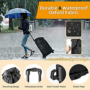 SELORSS 2-in-1 Foldable Hand Truck Utility Cart, Portable Grocery Shopping Cart with Wheels and Removable Waterproof Bag, Collapsible Lightweight Large Capacity for Supermarket, Laundry, Camping