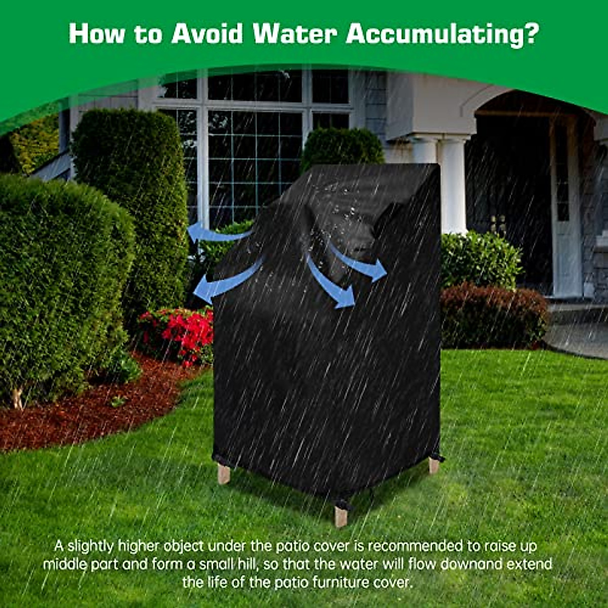 Vickay Stackable Patio Chair Cover Waterproof Outdoor Chair Cover Heavy Duty Lawn Patio Furniture Covers 25.6" L x 25.6" W x 47" H