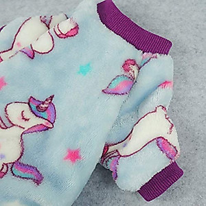 Fitwarm Unicorn Pet Clothes for Dog Pajamas Coat Cat PJS Jumpsuit Soft Velvet Purple Large