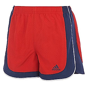 adidas Girls' Colorblock Woven Shorts, Vivid Red, Small