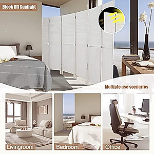 Vicluke 6 Panels Room Divider with 360 Degree Hinges, 5.6 FT Wood Folding Privacy Screen, Freestanding Partition Wall Dividers for Office, Home, Christmas Decor(White)