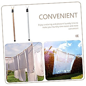 BESPORTBLE 2pcs Retractable Clothesline Outdoor Stainless Steel Toilet Paper Holder Adjustable Hitch Closet Clothes Pole Clothes Reaching Rods Reach Pole Hook Clothes Fork Rod Extender
