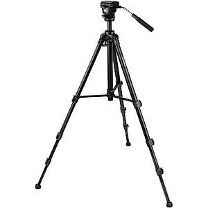 Magnus VT-350, Aluminum Video Tripod System with Fluid Head, Extends to 82”, Max Load 15 lb Mid-Level Spreader, Spiked Feet with Rubber Covers. Plus Quick Release plate, Carry Case with Shoulder Strap