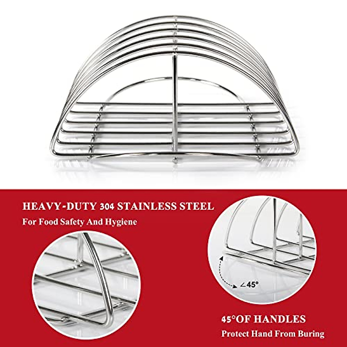 BBQ Rib Rack For Smoker Stainless Steel Rack For Large Big Green Egg and Kamado Joe Smoker Joe and 18" or Larger Grills Roast grill For Charcoal Grill Smoker