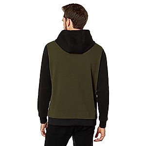 Karl Lagerfeld Paris Men's Soft Color Block Hoodie, Olive/Black, Large