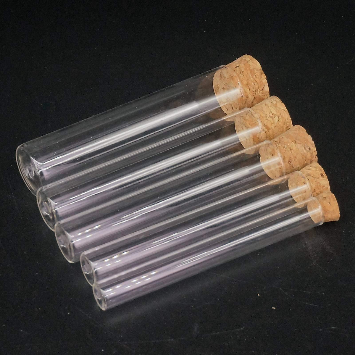 no logo 5pcs Oute Diameter 12mm 15MM 18MM 20MM 25MM 30MM 35MM 40mm Lab Glass Test Tube Flat Bottom with Wood Stopper Thermostability (Capacity : 30x100mm)