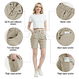 Nomolen Women's Hiking Cargo Shorts Lightweight Quick Dry Outdoor Golf Travel Shorts for Women with Zipper Pockets UPF 50+