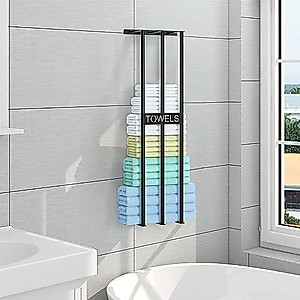 Towel Racks for Bathroom Wall Mounted, 3 Bar Towel Storage for Small Bathroom, 31.5in Bath Towel Holder for Rolled Towels, Metal Towel Organizer for Folded Large Towel Washcloths, Black