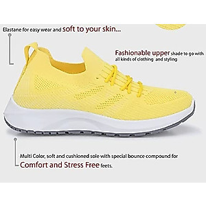 Ambience Women Athletic Comfy Running Shoe Bounce Back Sole US 6-11 Lace1 Multicolor (Yellow, Numeric_10)