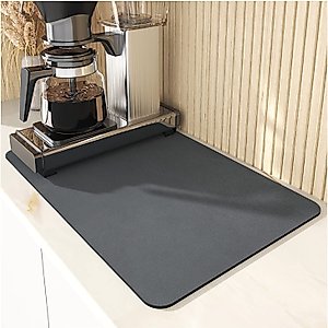 2023 New Kitchen Super Absorbent Draining Mat, No Rinse Coffee Maker Mat for Countertops, No Water Marks Coffe Mat Drying Mat, Anti-Slip Tableware Mat for Kitchen Counter Sink (D-15.7inX19.6in Gray)
