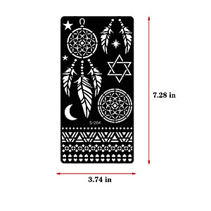 Xmasir 20 Sheets Henna Tattoo Stencil Kit, 3.74" x 7.28" Temporary Tattoo Templates Indian Arabian Self Adhesive Tattoo Sticker for Face Body Art Paint