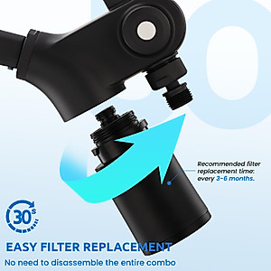 Ryamen Upgraded Dual Shower Heads Combo, 10 inch Filtered Shower Head with Handheld, 3-Way Rain Shower Head with Filters, 7 Settings Handheld Spray, High Pressure, Height Adjustable (Black)