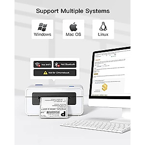 POLONO Shipping Label Printer, 4x6 Thermal Label Printer for Shipping Packages, Commercial Direct Thermal Label Maker, Shipping Label, 4 x 6 Direct Thermal Labels, 220 Labels/Roll