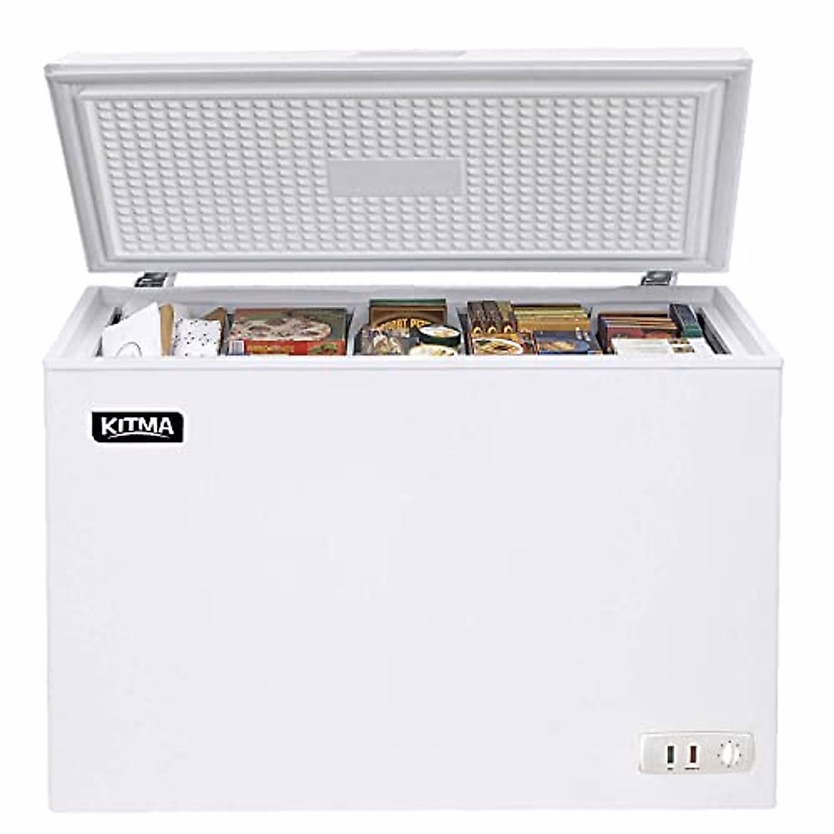KITMA Chest Freezer - 7 Cu.Ft Reach-In Freezer Chest - Solid Door Deep Freezer with Wire Storage Basket, White