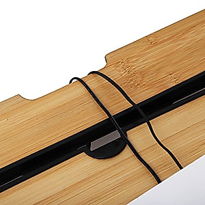 Dicunoy Computer Desk with 2 Drawers, 46" Solid Bamboo Home Office Writing Desk for Small Spaces, Compact Simple Style Tables with Gap Design and Hook for PC, Laptop, Students, Study, Makeup, Bedroom