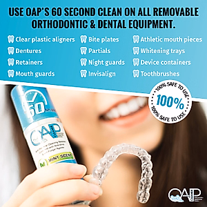 Orthodontic Cleaner by OAP Cleaner | Retainer Cleaner, Denture Cleaner, and Mouth Guard Cleaner | 60 Second Foam Cleanser | Paraben, Sulfate and Triclosan Free | 44.3 mL, 3 Bottles