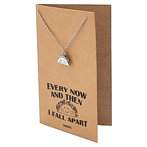 quan jewelry Taco Necklace, Gifts for Foodie Taco Lovers Mexican Food, Spanish Taco, Fall Apart Funny Quote Pendant Charm - Handmade, Rhodium Plated