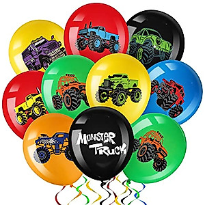 36 Pcs Truck Balloons Party Decorations 12 Inch Colorful Truck Theme Latex Balloon Bouquet for Kids Girls Boys Baby Shower Wedding Birthday Party Supplies (Classic)