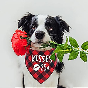 Valentine Holiday Dog Bandana, Cat Red Buffalo Bandana for Large Medium Small Pets Puppies (Large)