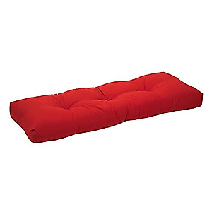 Klear Vu Indoor and Outdoor Bench Cushion Stain, Fade, Water and UV Resistant Seat Pads for Porch Swing and Patio Furniture, 43x19, 1 Count (Pack of 1), Solid Red