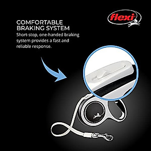 FLEXI New Comfort Retractable Dog Leash (Tape), for Dogs Up to 110lbs, 26 ft, Large, Grey/Black